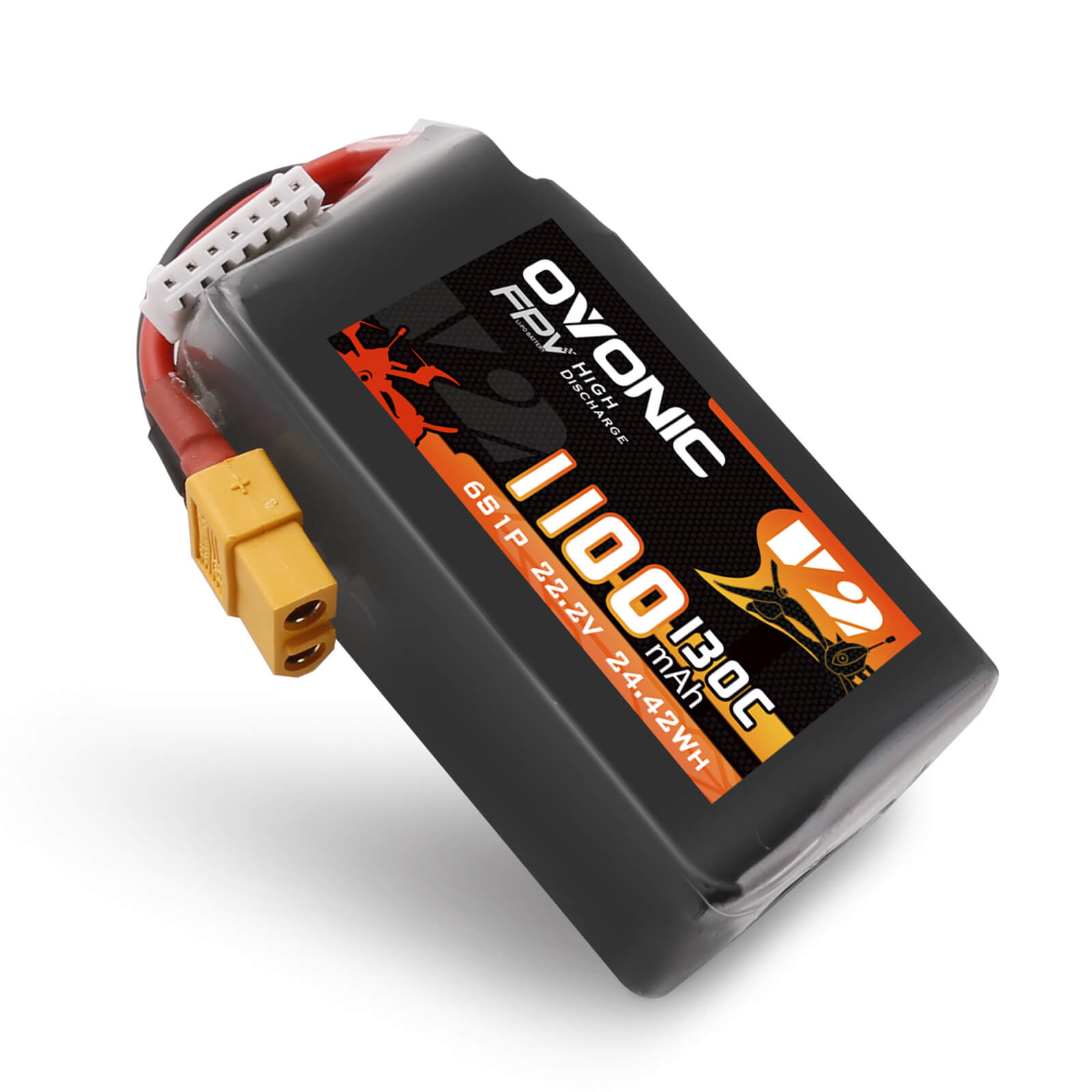Ovonic 130C 22.2V 6S 1100mAh LiPo Battery for FPV Racing - XT60 Plug