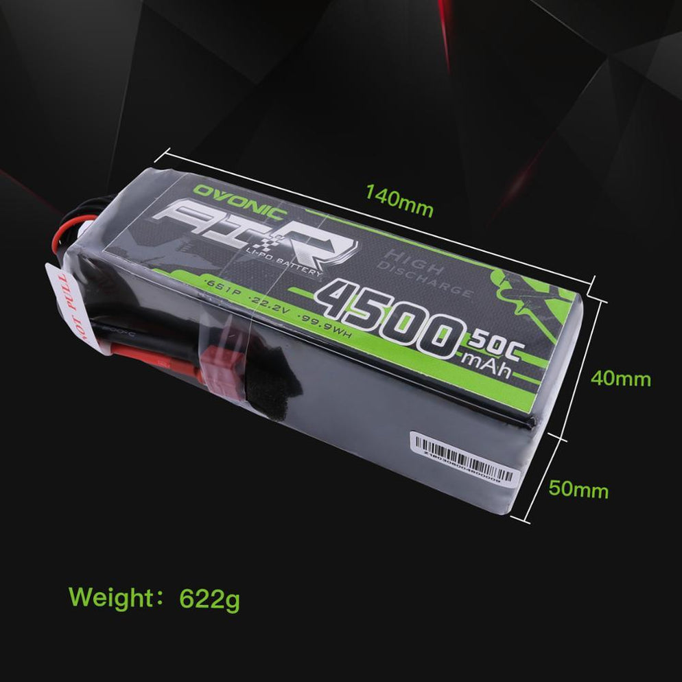 Ovonic 22.2V 50C 6S 4500mAh LiPo Battery Pack with T Plug for Drone