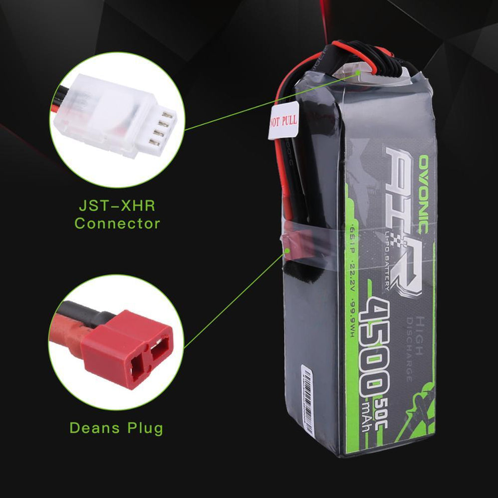 Ovonic 22.2V 50C 6S 4500mAh LiPo Battery Pack with T Plug for Drone